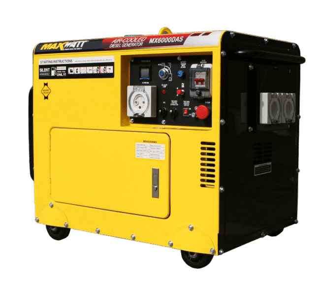 Maxwatt MX6000DAS Diesel Generator–6kVA, 5000W Quiet Power